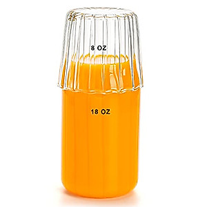 Hacaroa 4 Pieces Bedside Water Carafe with Tumbler Glass, 18 Oz Nightstand Water Carafe and Glass Set, Clear Water Pitcher and Cup Set Mouthwash Container for Desktop, Bedroom, Bathroom, Cup 8 Oz