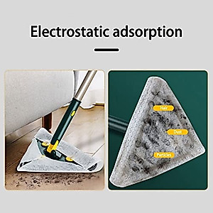 Mops for Floor Cleaning, Extendable Microfiber Triangle Mops for Floor Cleaning with 6 Mop Pads Washable Microfiber,59 Inch Wall Cleaner Mop With Long Handle for Hardwood,Tile,Marble Floor