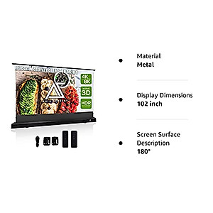 Akia Screens Pull Up Projector Screen Motorized with Remote, Floor Rising Projector Screen Tab Tension 102 inch 16:9 Indoor Movie Video Home Theater Cinema Office, CineWhite, Black Casing AK-FMT102UH2