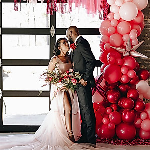 Valentines Balloons Garland Arch Kit with Pink Red Heart Balloons or Valentine Day Proposal Engagement Wedding Party Decorations