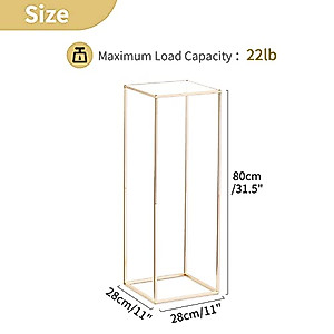 Nuptio Gold Vases for Centerpieces Wedding with Acrylic Panel - 2 Pcs 31.5 inch Tall Metal Flower Vase Flowers Stand - Elegant Bulk Weddings Decoration Table Geometric Centerpiece for Party Tables