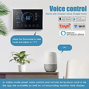 Programmable Smart Thermostat Compatible with Alexa Google Home,WiFi Thermostat no c Wire Needed(with C Wire Adapter) Thermostats for Home Heat and ac,24v (Black)