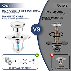 WINDALY 2-in-1 Bathroom Sink Stopper/Sink Drain Strainer, 2 Pcs Basin Pop Up Drain Hair Catcher Bathtub Drain Plug, Upgraded Magnetic Design for 1.22~1.54Inch Washbasin/Bathtub/Drain Hole