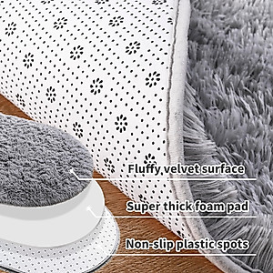 Noahas Grey Fluffy Rugs for Bedroom,2'X 5' Oval Ultra Soft Bedroom Rugs,Small Throw Rugs, Kids Room Carpet Modern Shaggy Area Rugs Home Decor