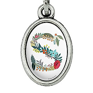 Letter S Floral Monogram Initial Metal Bookmark Page Marker with Oval Charm