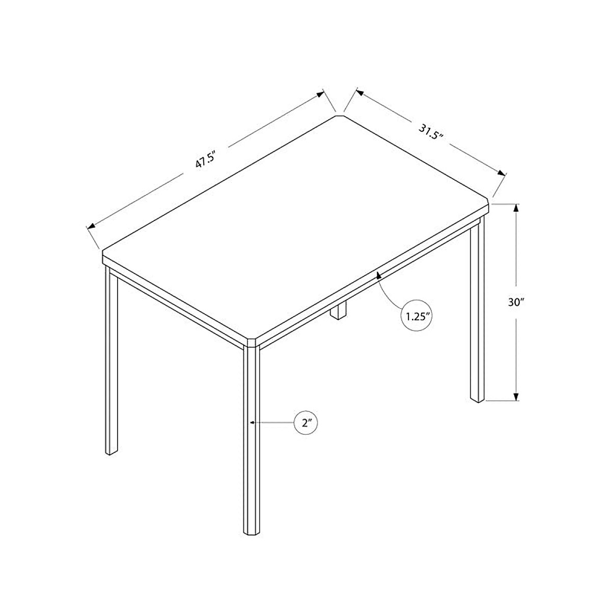 Monarch Specialties I DINING TABLE - 32"X 48"/ WHITE/CHROME METAL,