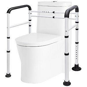 Aimoptg Toilet Safety Rails for Seniors (350 LB) Adjustable Toilet Safety Frame with Arms Foldable Toilet Handles for Elderly and Disabled & Handicap, Toilet Rails Fits Most Toilets, Easy Installation
