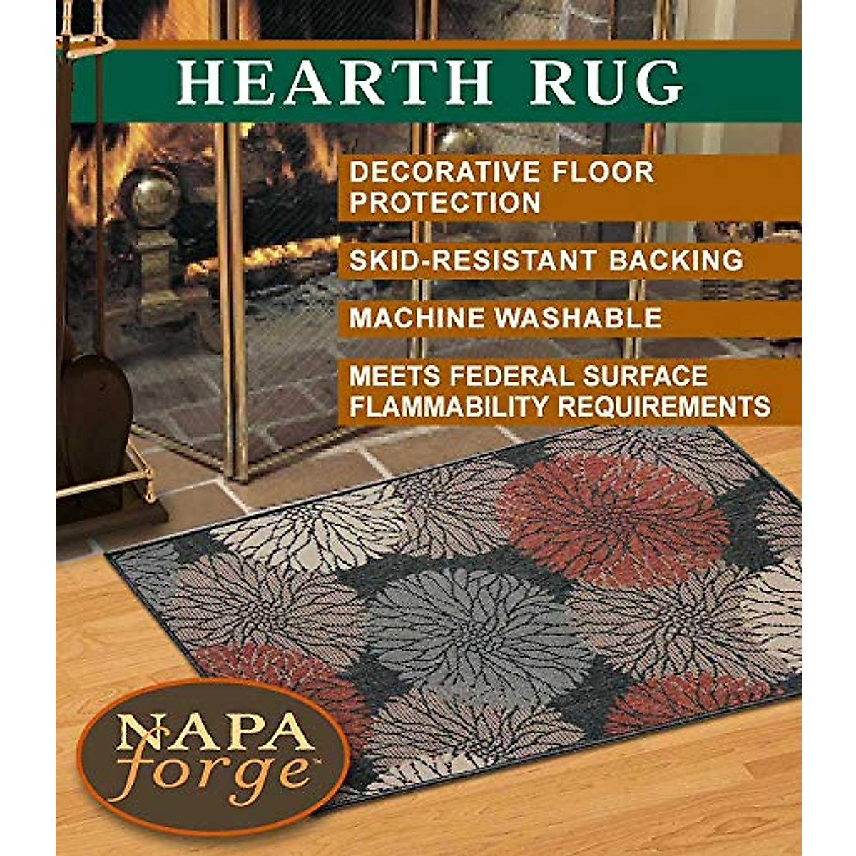 Pilgrim Home and Hearth Pilgrim Fireplace Hearth Area Rug, 46" x 28", Beautiful