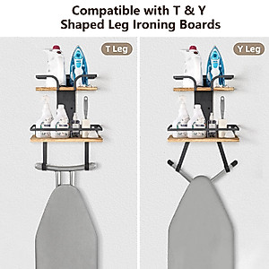 VINAEMO Ironing Board Hanger Wall Mount, 2-Layer Iron and Ironing Board Holder, Laundry Room Shelves Solid Wood with Removable Hooks Home Organization and Storage