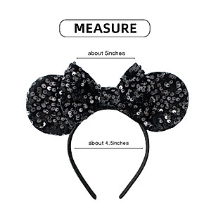 KARETT Mouse Ears Bow Headbands, Sparkle Mouse Ears Headband Glitter Hair Band for Party Princess Decoration Cosplay Costume