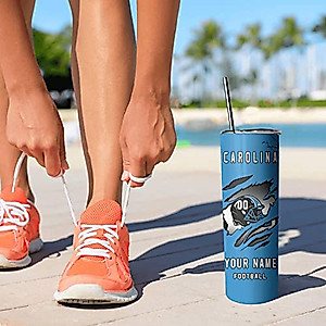 20oz Customs Football City Tumbler with Lid and Straws, Personalized Football GIfts for Fans, Travel Cup Adds Your Name and Number