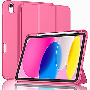 ZryXal New iPad 10th Generation Case 10.9 Inch 2022 with Pencil Holder, Smart iPad Case with Soft TPU Back [Support Auto Wake/Sleep] (Watermelon)