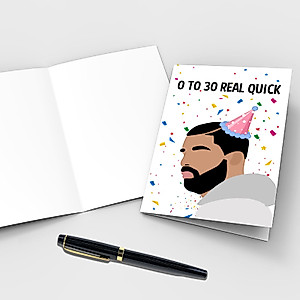 Qiliji Funny 30th Birthday Card for Men Women, Drake 30 Years Old Birthday Card, Happy 30th Bday Greeting Card, 0 To 30 Real Quick Birthday Card
