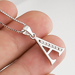 YFN Initial A Pendant Necklace Sterling Silver with Cubic Zirconial 26 Letter Alphabet Jewelry for Women