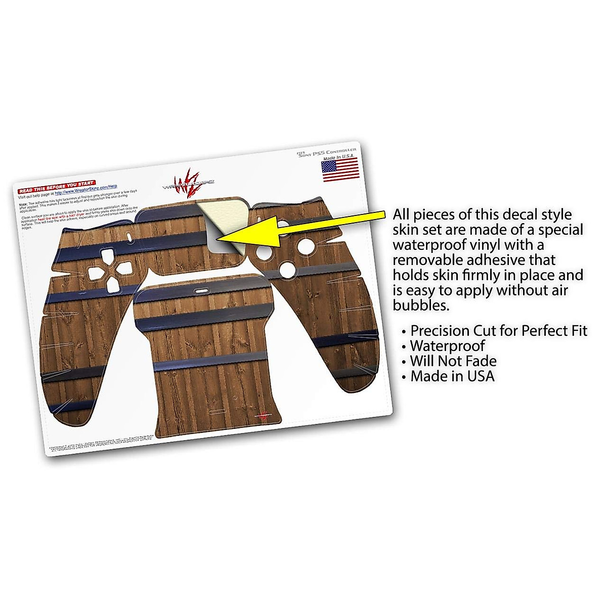 WraptorSkinz Skin Wrap compatible with Sony PS5 DualSense Controller Wooden Barrel (CONTROLLER NOT INCLUDED)