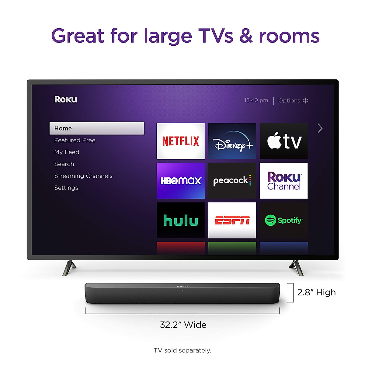 Roku Streambar Pro | 4K/HD/HDR Streaming Media Player & Cinematic Sound, All In One, includes Roku Voice Remote with Headphone Jack for Private Listening, Personal Shortcut Buttons, and TV Controls