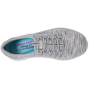 Skechers Women's Empire Game On Fashion Sneaker, Silver/White, 8.5 W US