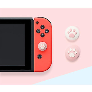 GeekShare 4PCS Silicone Cat Paw JoyCon Thumb Grip Set Joystick Caps Compatible with Switch/OLED/Switch Lite (Pink Blue)