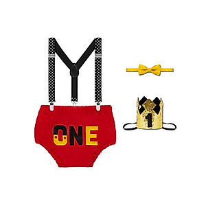 MOMMY'S NEW MAN Baby Boys 1/2 Outfits Half Years Birthday Outfit Cake Smash Set Photo Prop Outfits Bow Tie Suspender Headband (Blue,6-12 Months)