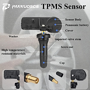 TPMS Tire Pressure Monitoring System Sensor 433MHz - Replaces 56029398AB 56029398AA 68241067AA - Compatible with Chrysler 300 Town&Country Dodge Charger Ram Grand Cherokee Wrangler 4-Pack
