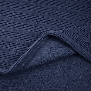 Serta Travis Fleece Ultra Soft Tri-Rib Textured Electric Blanket, Cozy and Snuggly Cover Fast Heating for Cold Weather, Auto Shut Off, Multi Heat Setting Controller, King, Indigo