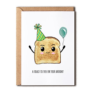 KrysDesigns Funny Birthday Card - A Toast To You On Your Birthday Card - Funny Pun Birthday Card, 5 x 7 inches