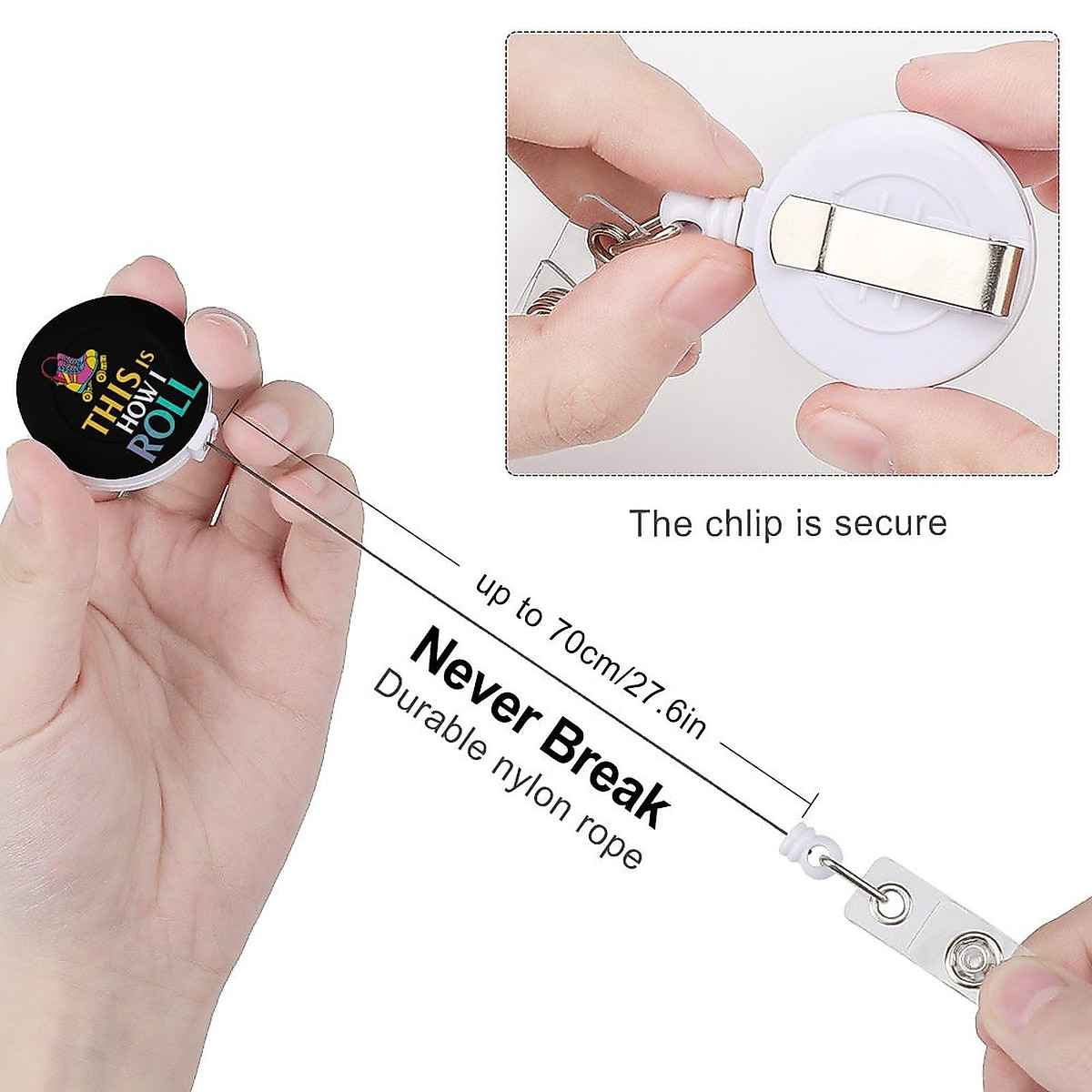 This is How I Roll Roller Skates Badge Reels Retractable ID Badge Clip Personalized Badge Holder with Clear Vinyl Strap