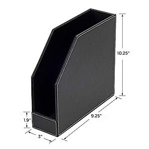 MobileVision Executive PU Leather Vertical File Folder Holder & Office Product Organizer, Store Files, Magazines, Notepads, Books and more, 2 Pack Combo Set