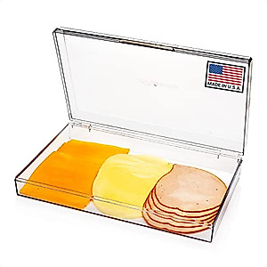 Pikanty - Fridge and Freezer Deli Keeper with Hinged Lid. Great for Meat, Cheese, Bacon, Cold Cuts and more. Made in USA