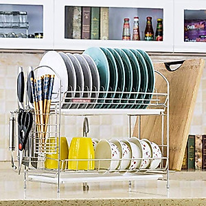 SDGH Stainless Steel Dish Rack - Double-Layer Multi-Function Dish Rack Drain Rack