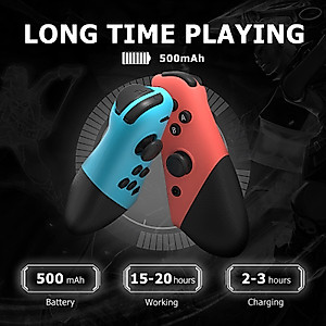 Joycon Controller Replacement for Switch Joycon,Alternatives for Left and Right Joy Con Controller,L/R Switch Controller Support Wake-up Function with Grip Stand (Blue and Red)