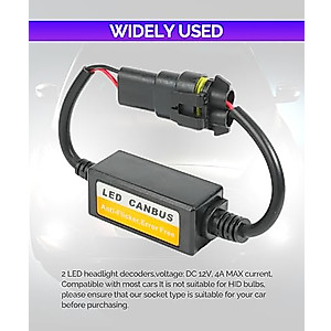 RACOONA LED Headlight Decoder, H13/9008 H1/H3 H11/H8/H9 9006/HB4/9012 Warning Error Decoder Canceller Capacitors Resistor,Car Accessories Anti Flicker Harness for LED Headlight Systems (9006/HB4/9012)
