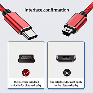 Mini USB to Type C Cable, Ancable 3-Feet USB Type C to Mini 5-Pin Cable Charging Cord Support Sync Data for Compatible with Digital Camera, MP3 Player, GPS Receiver and More Mini B Devices - Red