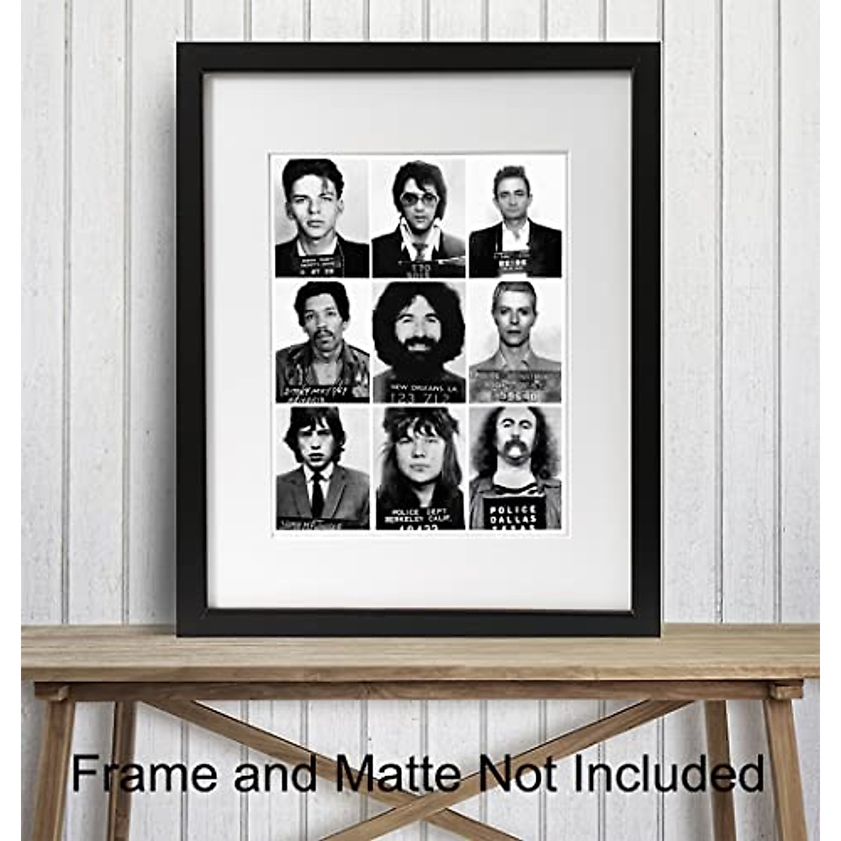 Bowie, Elvis, Johnny Cash, Jerry Garcia, Jimi Hendrix, Mick Jagger, Frank Sinatra, David Crosby, Janice Joplin Musicians Mugshots Photo - LARGE 11x14 - Music Gifts - Wall Art Home Decor Poster Prints