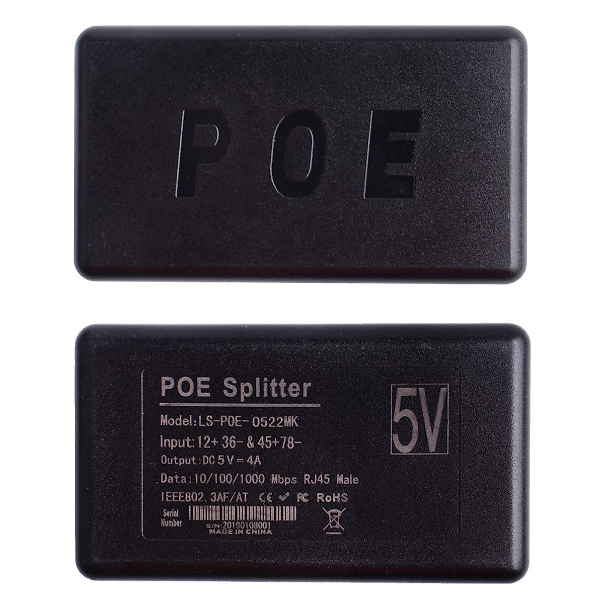 GeeekPi USB-C PoE Splitter Gigabit, PoE to USB-C 5V 4A Power Supply 48V to 5V IEEE802.3af Power Over Ethernet to USB Type-C Adapter for Raspberry Pi 4B/3B+/3B, Tablets, Dropcam