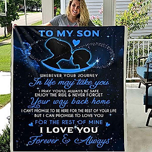 to My Son from mom Wherever Your Journey in Life May Take You Custom Fleece Blanket Fan Gift for Son Kids (X-Large 80 X 60 INCH)