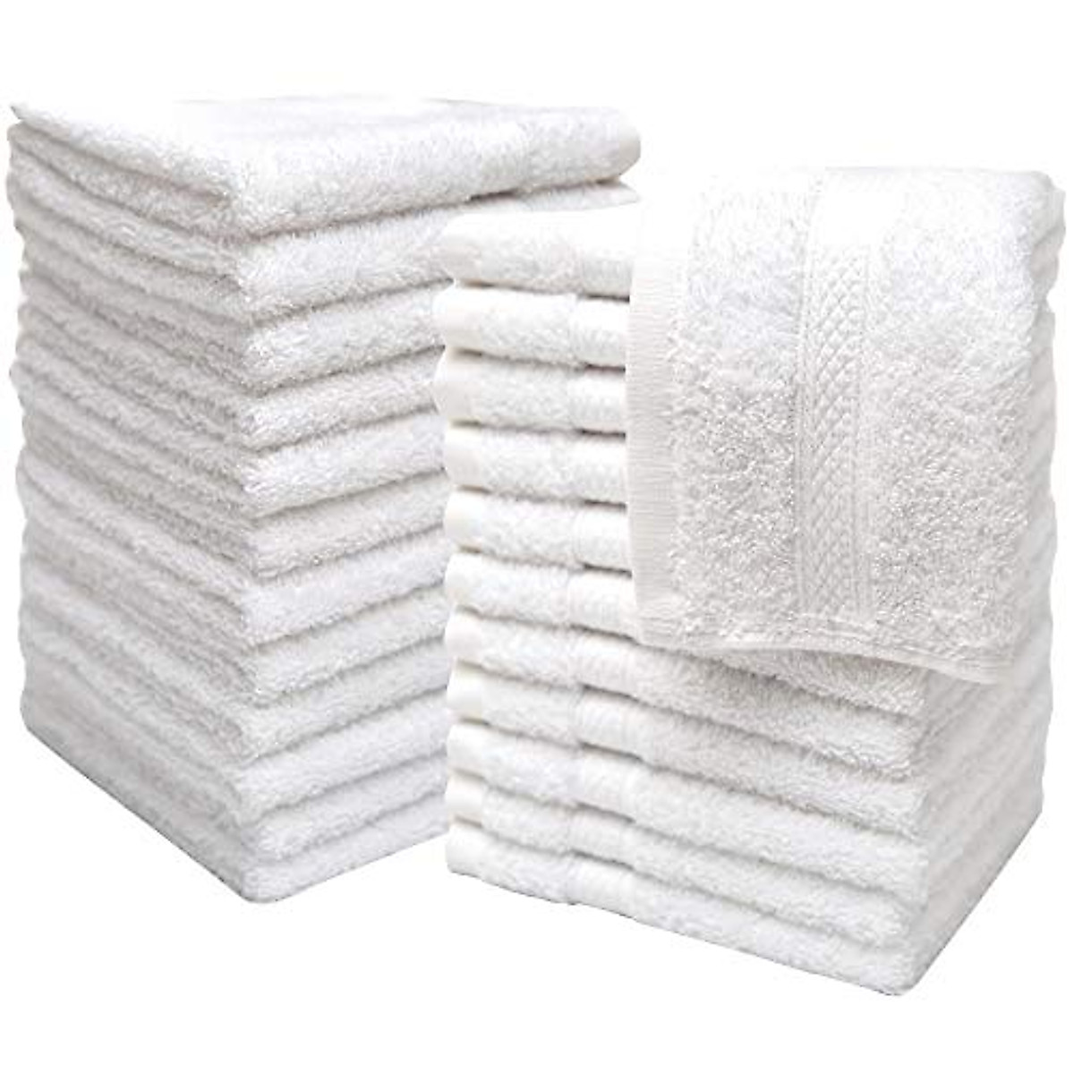 Pleasant Home Washcloths Set - 24 Pack (12” x 12”) – 570 GSM- 100% Ring Spun Cotton Wash Cloth - Super Soft and Highly Absorbent Face Towels (White)