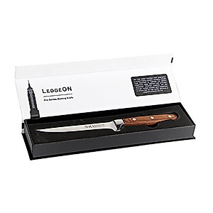 LedgeON 6" Professional Boning Knife - Pro Series - High Carbon Stainless Steel Blade - Wood Handle
