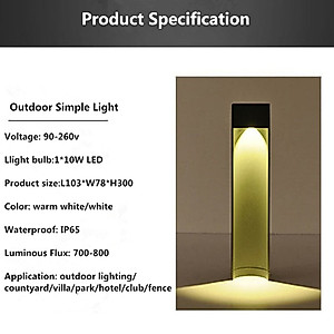 GJCQZQ Pathway Lights LED Lawn Lamp Outdoor Waterproof Simple Modern Aluminum Bollard Light for Villa Garden Park Home Street AC 90-260V Post Lights Decor