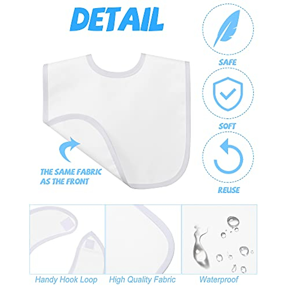 Foaincore 30 Pack Blank White Baby Bibs 2 Ply Waterproof Absorbent White Bibs Unisex Sublimation Baby Drool Bib with Hook and Loop Fastener Drooling Bibs for Baby Decorating Feeding Teething Drooling
