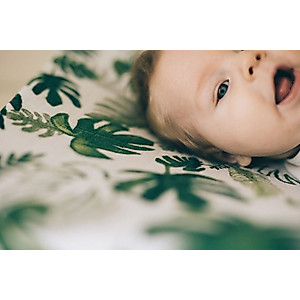 Little Unicorn – Tropical Leaf Changing Pad Cover | 100% Cotton Muslin | Super Soft | Baby Diaper Changing | Machine Washable | 16” x 32”