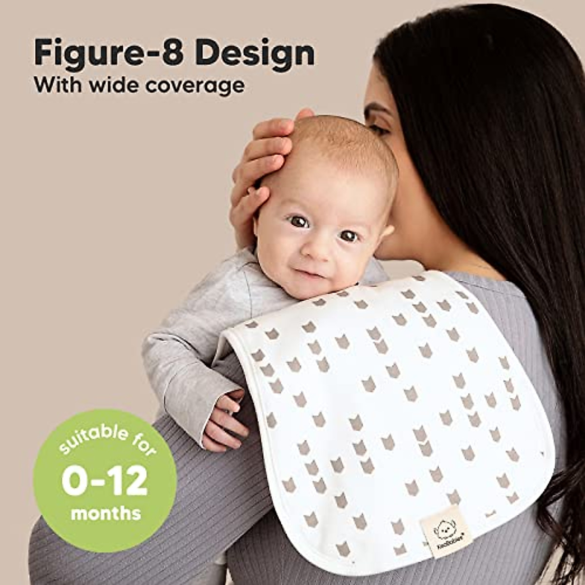 5-Pack Organic Burp Cloths for Baby Boys and Girls – Ultra Absorbent Burping Cloth, Burp Clothes, Newborn Towel - Milk Spit Up Rags - Burpy Cloth Bib for Unisex, Boy, Girl - Burp Cloths (Grayscape)