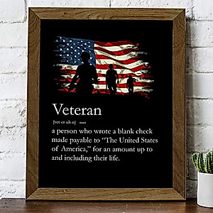 "Definition of a United States Veteran"-American Military Wall Art -8 x 10" Patriotic USA Flag Print-Ready to Frame. Home-Office-Garage-Bar-Shop Decor. Great Gift of Gratitude for Military-Veterans!