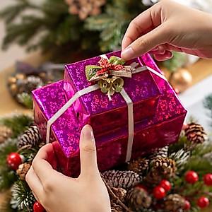 Flyhill Purple Shimmering Floral Wrapping Paper Roll-Holographic Iridescent Foil Gift Wrap for Mother's Day,Birthday,Wedding-17inch*32.8ft (46.8sq.ft.ttl)