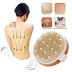 INGVY Dry Brushing Body Brush Natural Bristle Bath Brush Exfoliating Wooden Body Massage Shower Brush SPA Woman Man Skin Care Dry Body Brush
