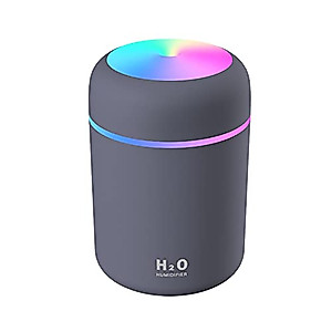 Colorful Cool Humidifier USB-Only 300ml Portable with 7 Colors 2 Fog Mode Ultra Quiet Suitable for Home Car Bedroom Office and Travel (Gray)