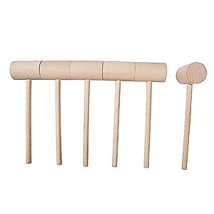 6Pcs Wooden Hammers, Natural Hardwood Crab Lobster Seafood Mallets