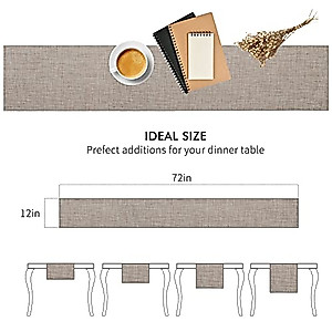 FYY Table Runner 72 Inches Long, Farmhouse Style Table Runner Heat Resistant Non-Slip Washable PVC Stain Resistant Woven Vinyl for Kitchen Dining Table Outdoor Party Holiday Decoration, 12 x 72 Inch