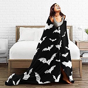Bats Halloween Goth Fleece Flannel Blanket Throw Warm Lightweight Blankets for Home Office All Season (Bats Halloween Goth, 50X40)