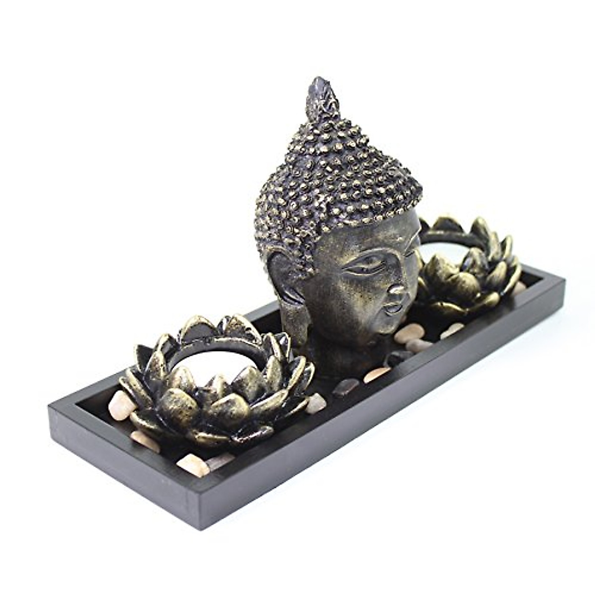 Tabletop Buddha Head Lotus Tea Light Candle Holder Home Decor Relaxing Gift Zen Garden Series